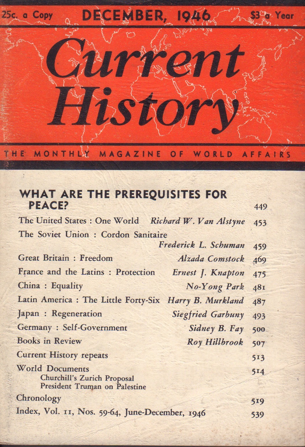 Current History Magazine December 1946 The United states One World ...