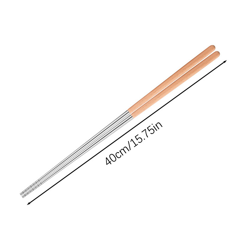 1Pair Stainless Steel Long Chopsticks Cook Noodles Deep Fried Hot Pot ...