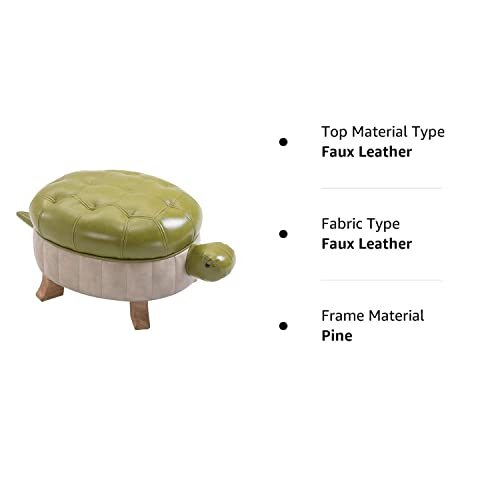 Animal Footstool Turtle Upholstered Ottoman Pu Leather Pouf Wood Foot ...