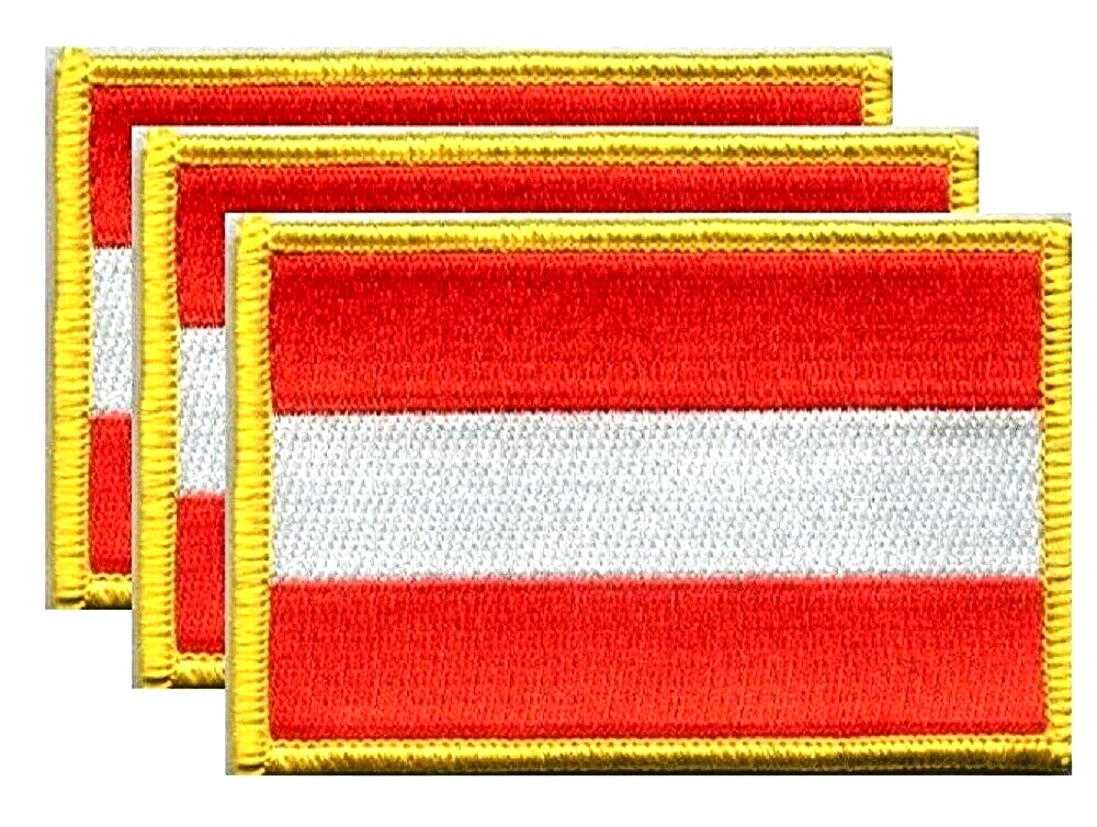3 AUSTRIA FLAG EMBROIDERED PATCHES - IRON-ON - NEW 2.5 x 3.5" FREE ...
