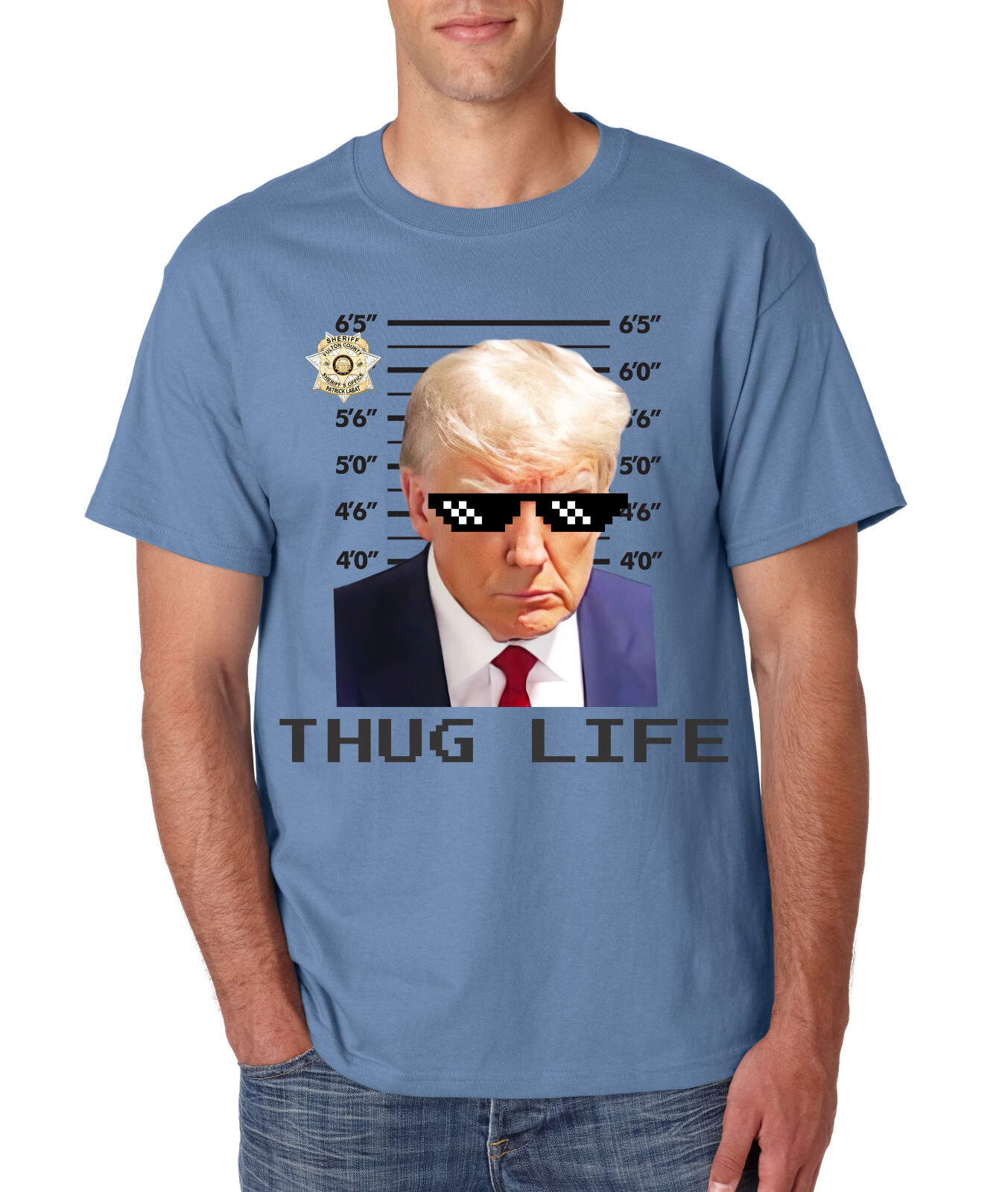 Donald Trump Mugshot Thug Life T-Shirt MAGA Never Surrender on Gildan ...