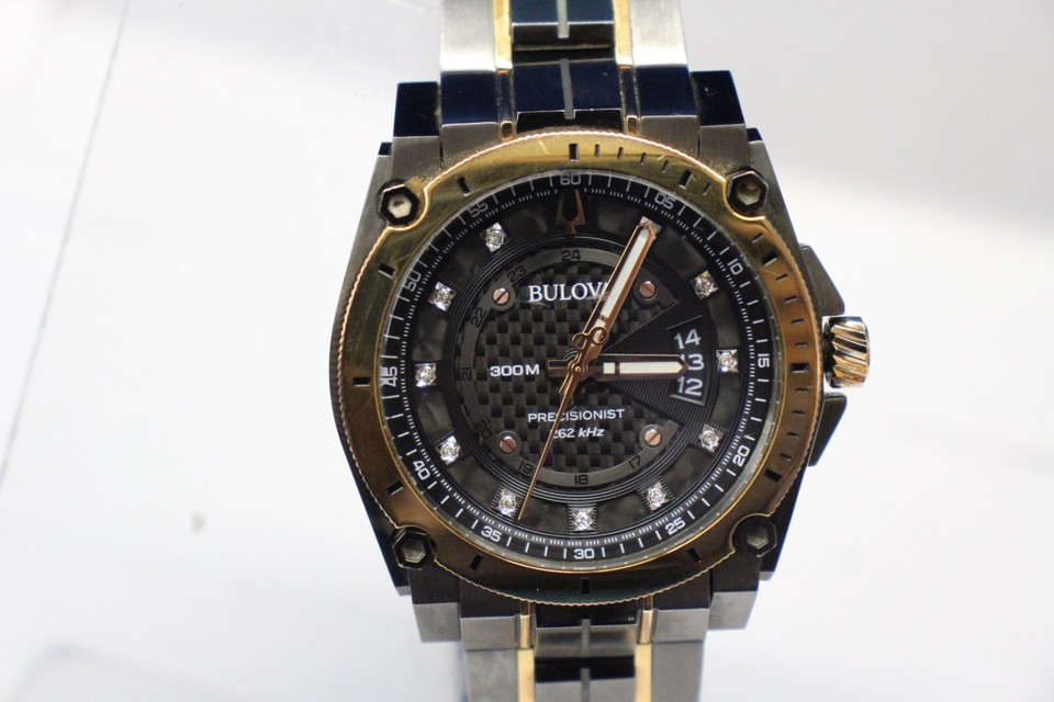 Bulova Men's Watch Precisionist 98D149 Diamond Dial Stainless Steel ...