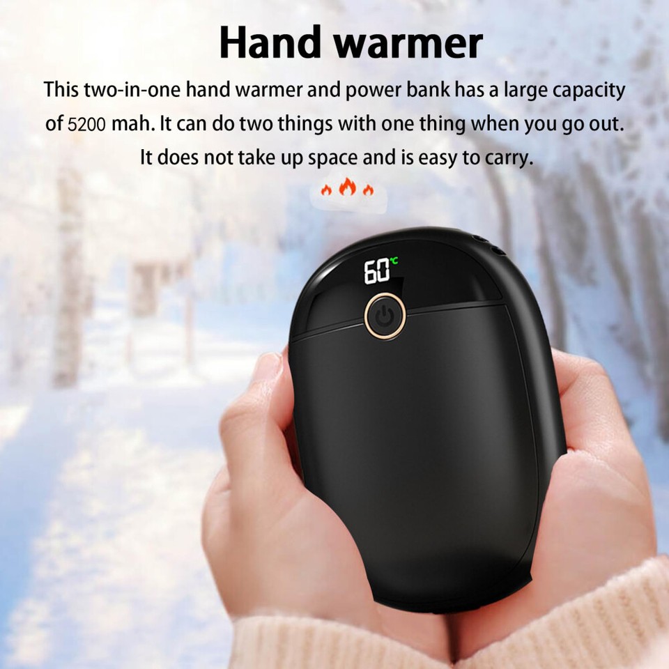 2 Pack Hand Warmer USB Rechargeable Heater Power Bank Electric Pocket ...