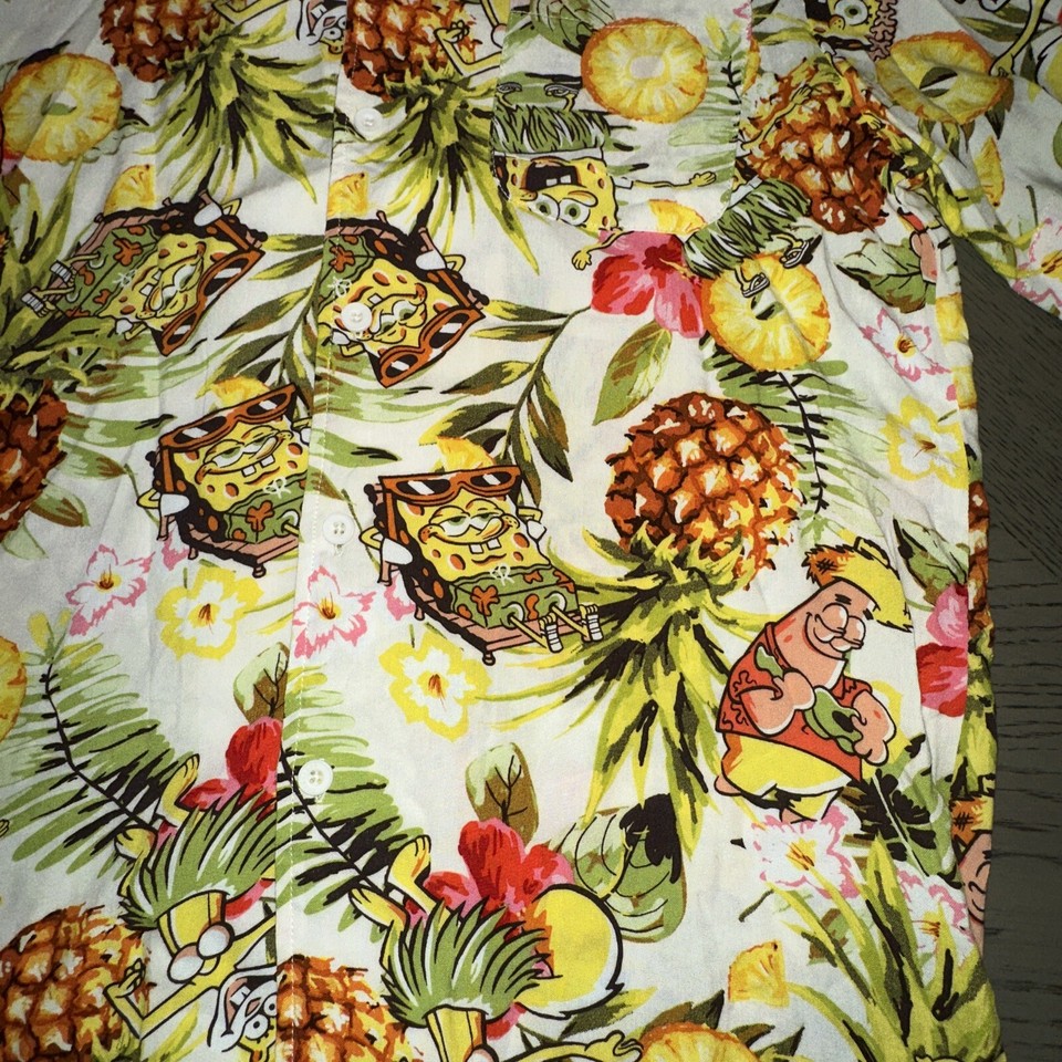 Spongebob SquarePants Hawaiian Shirt Size Small Button Up Short Sleeve ...