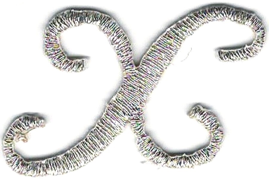 Silver Script Letter X Patch Iron-On Embroidered (1 1/8" in) DIY Craft ...