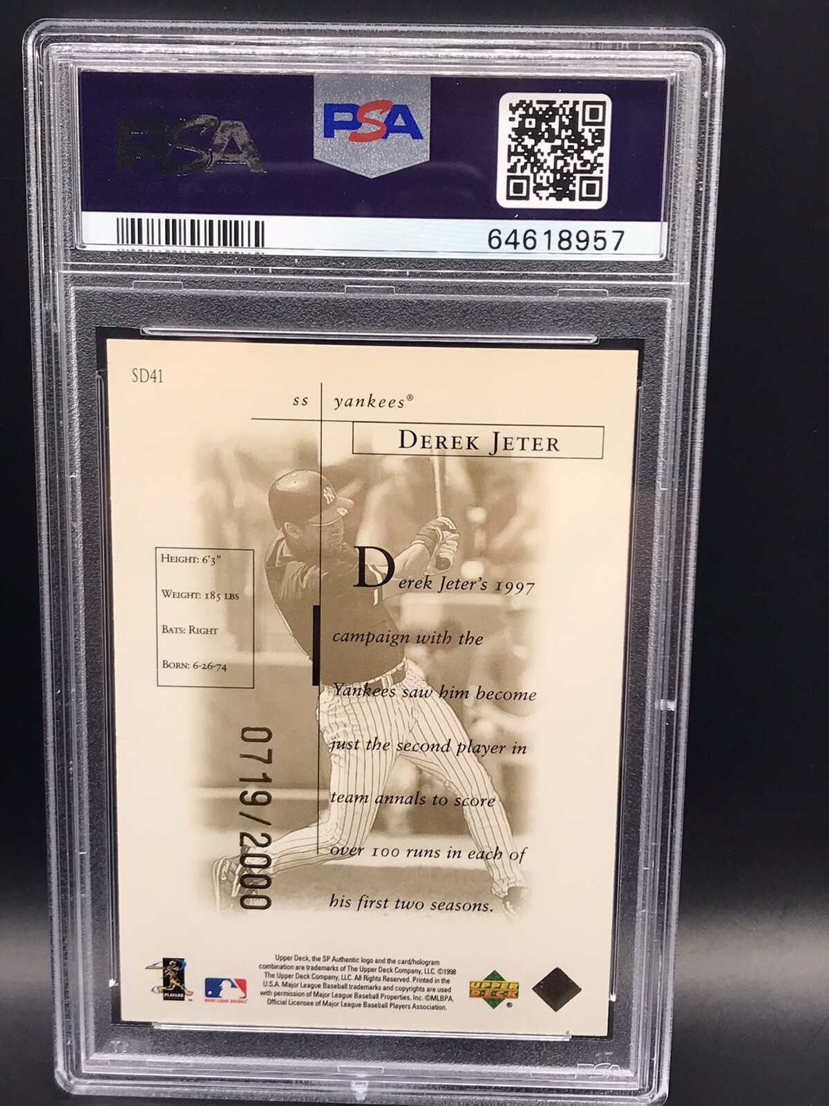 1998 SP Authentic - Sheer Dominance Derek Jeter #SD41 Gold /2000 for sale online | eBay