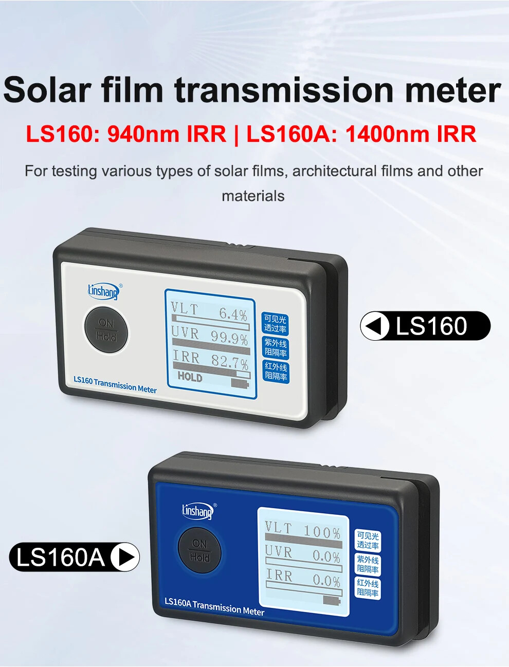 Window Tint Meter Solar Film Tester UV 365nm and IR 1400nm VLT High ...