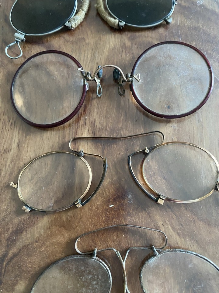 8 Anciennes paires de lunettes binocles pince nez lorgnons | eBay