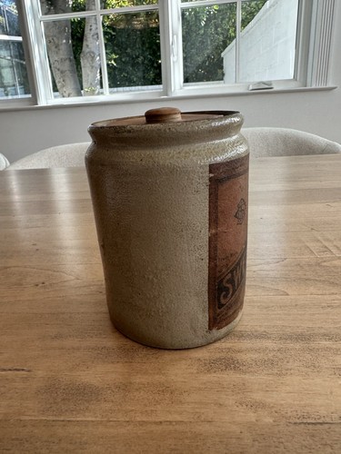 Aug. Beck & Co. Rappee Snuff Jar / Stoneware Crock Paper label still ...