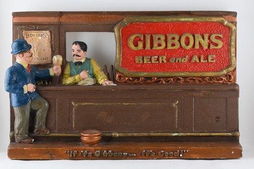 Rare Vintage Gibbons Beer & Ale Chalkware Bar Counter Top Statue ...