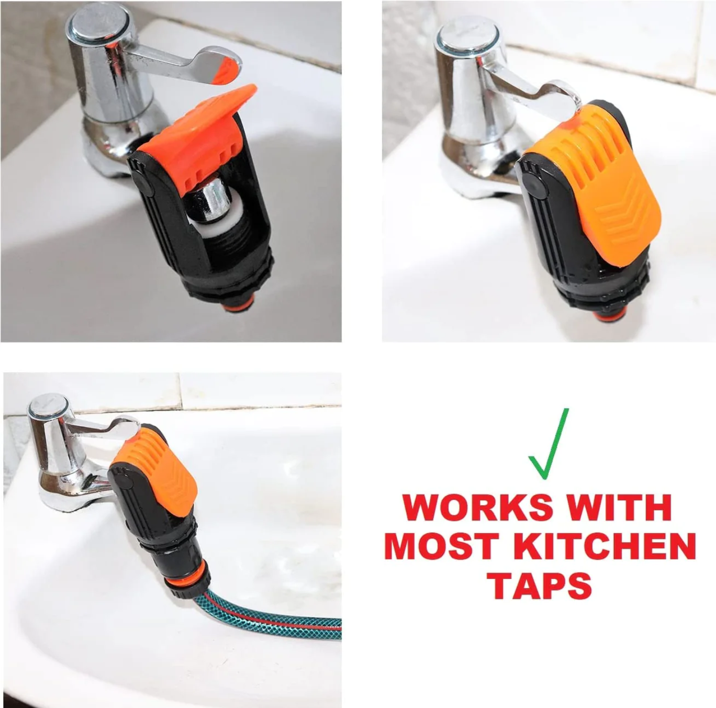 Universal Tap To Garden Hose Pipe Connector Mixer Kitchen Tap Adapter Orange | eBay UK