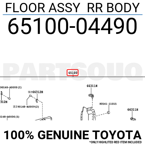 6510004490 Genuine Toyota FLOOR ASSY RR BODY 65100-04490 | eBay