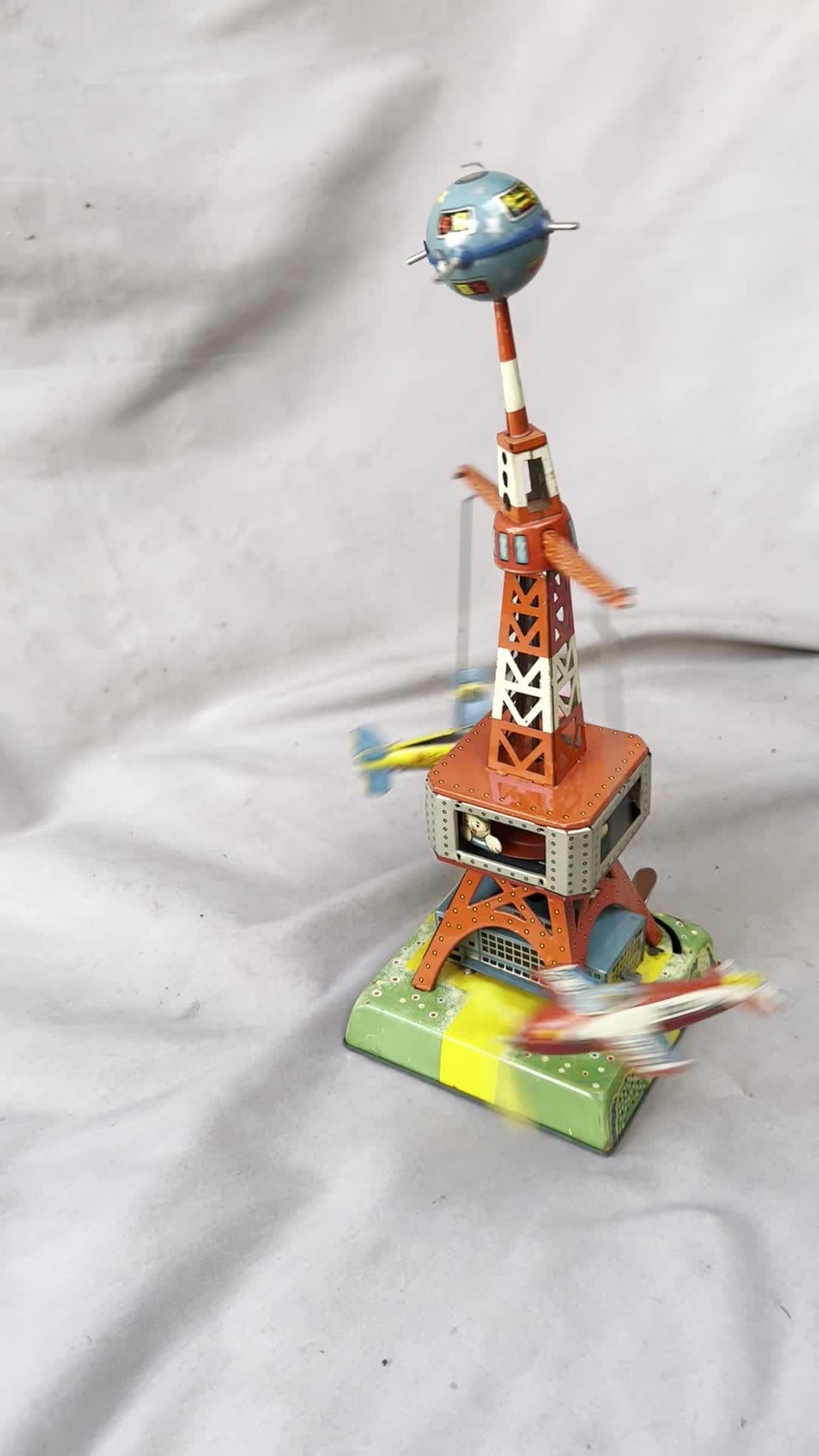 Vintage Tin Tokyo Tower Lever Action Go Around Toy - Japan - Asahi Toy ...