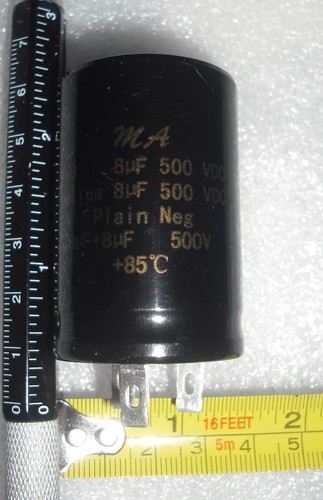 8+8uf 8uf+8uf 500v electrolytic capacitor 500 volt 35mm dual cap 8 uf ...
