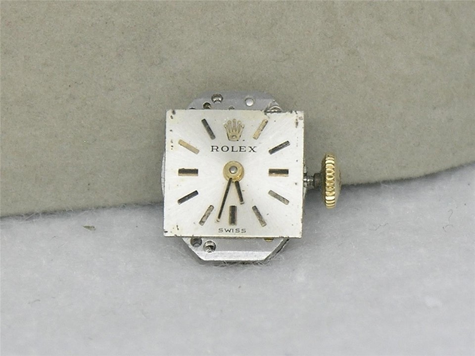 SCARCE ROLEX LADIES 17 JEWEL CAL. 1800 MOVEMENT & DIAL, SIGNED CROWN ...
