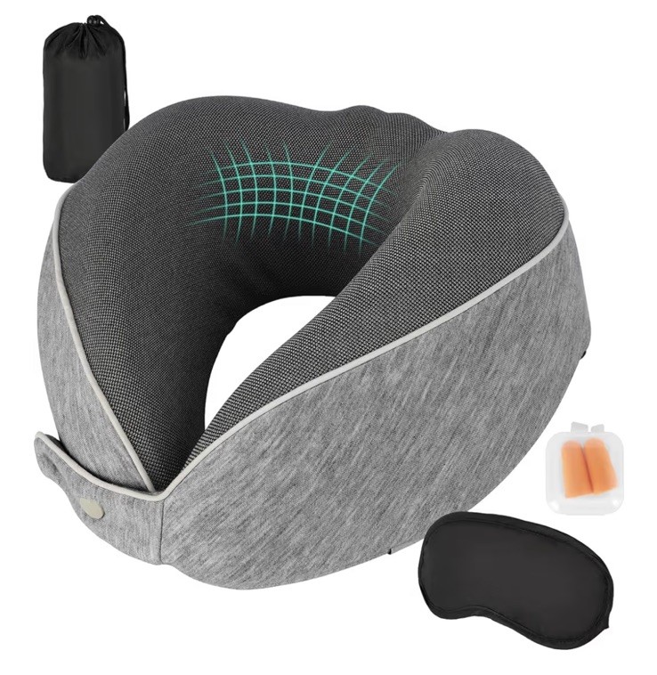 U Shaped Memory Foam Travel Pillow Neck Support Head Rest Car Plane ...