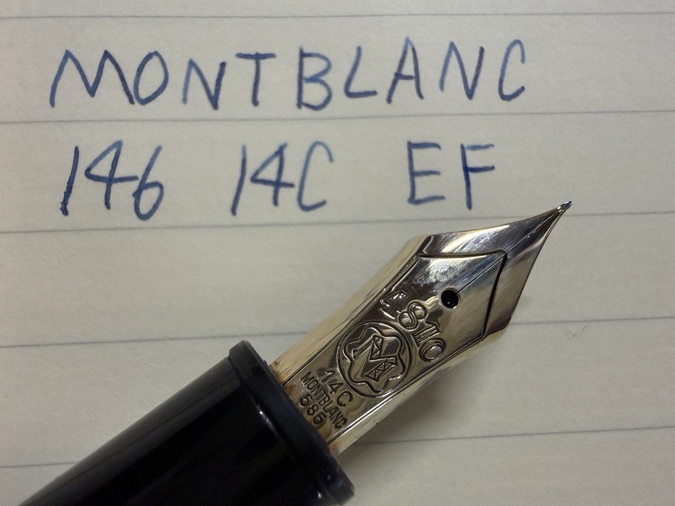 Excellent Condition Montblanc 146 14C Monotone Gold Nib EF Fountain Pen ...