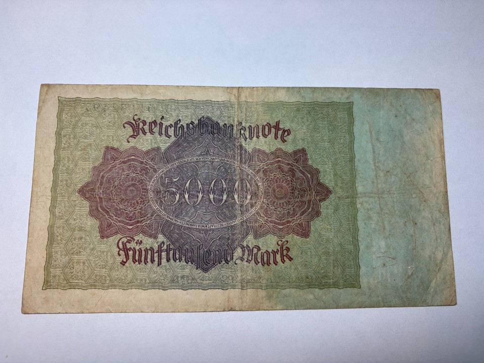 Germany (Imperial) 5000 Mark 1922 Fair Condition Circulated Banknote ...