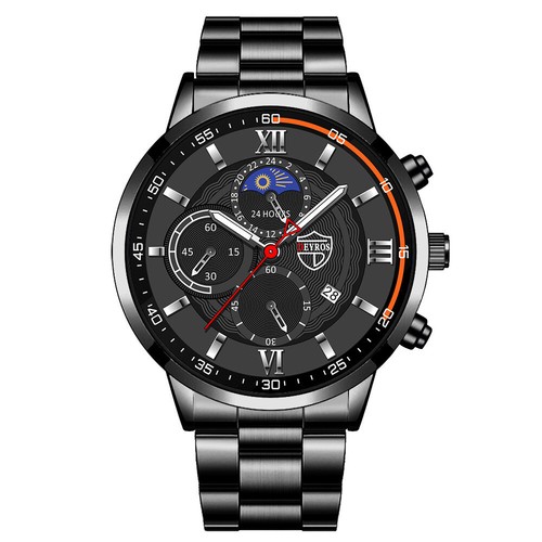 DEYROS Mens Stainless Steel Wrist Watch Business Casual Date Analog ...