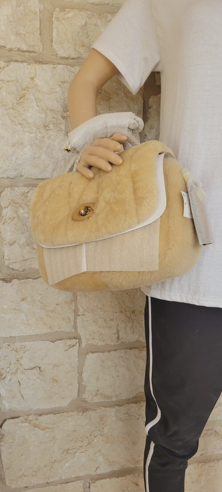 New Coach Pillow Madison Quilted Shearling Shoulder x-body Bag Neutral ...