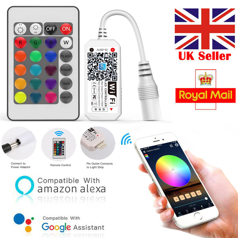 Smart WiFi LED RGB Light Strip 12V Music Controller For Alexa Google ...