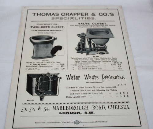 THOMAS CRAPPER & Co REPRODUCTION METAL ADVERTISING SIGN PRINTED ON ...