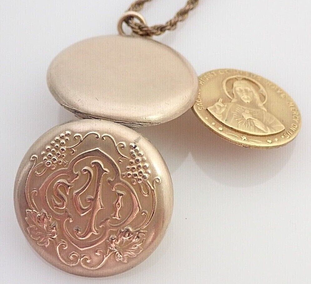 Antique Gold Filled Repousse IHS Religious Jesus Phot… - Gem