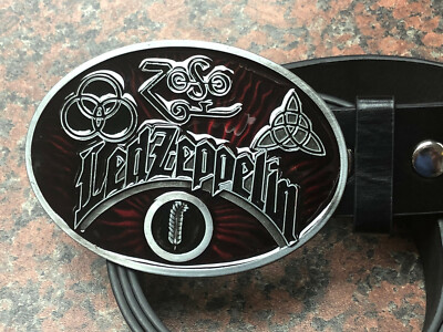 Led Zeppelin logo BUCKLE + FREE Belt heavy metal rock band RED oval ...