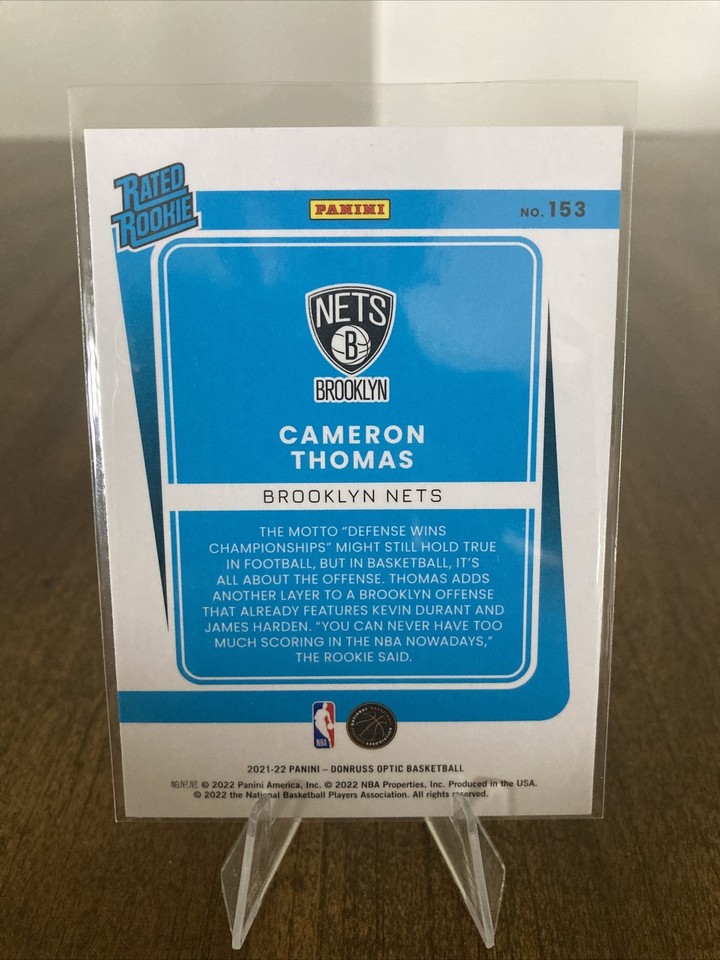 2021-22 Donruss Optic Cameron Cam Thomas Rated Rookie Card RC Base #153 ...