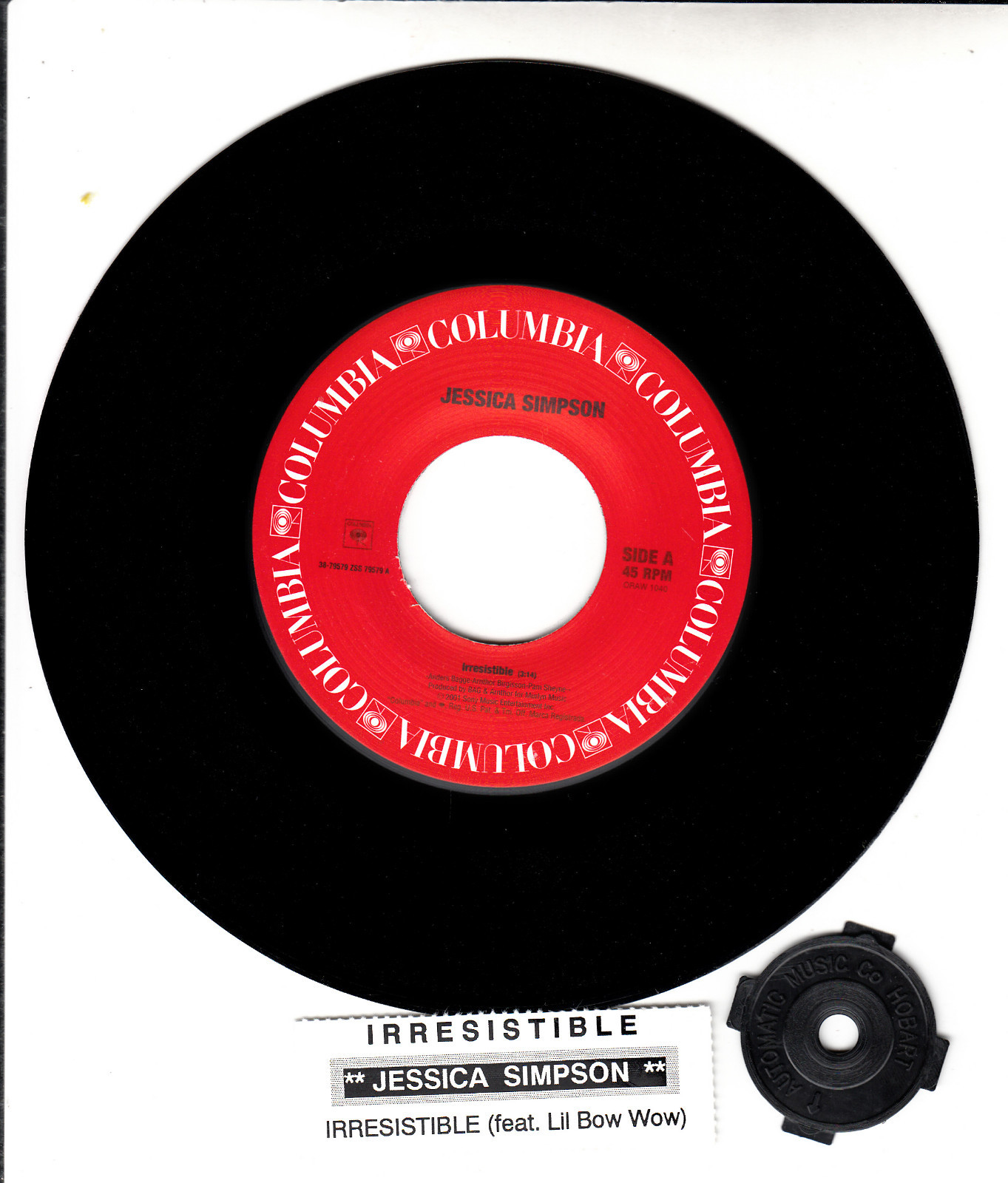 JESSICA SIMPSON Irresistible 7" 45 vinyl record + juke box title strip ...