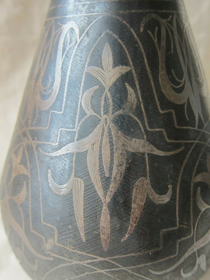 Antique Islamic Indo-Persian , iron with silver koftgari vase | eBay