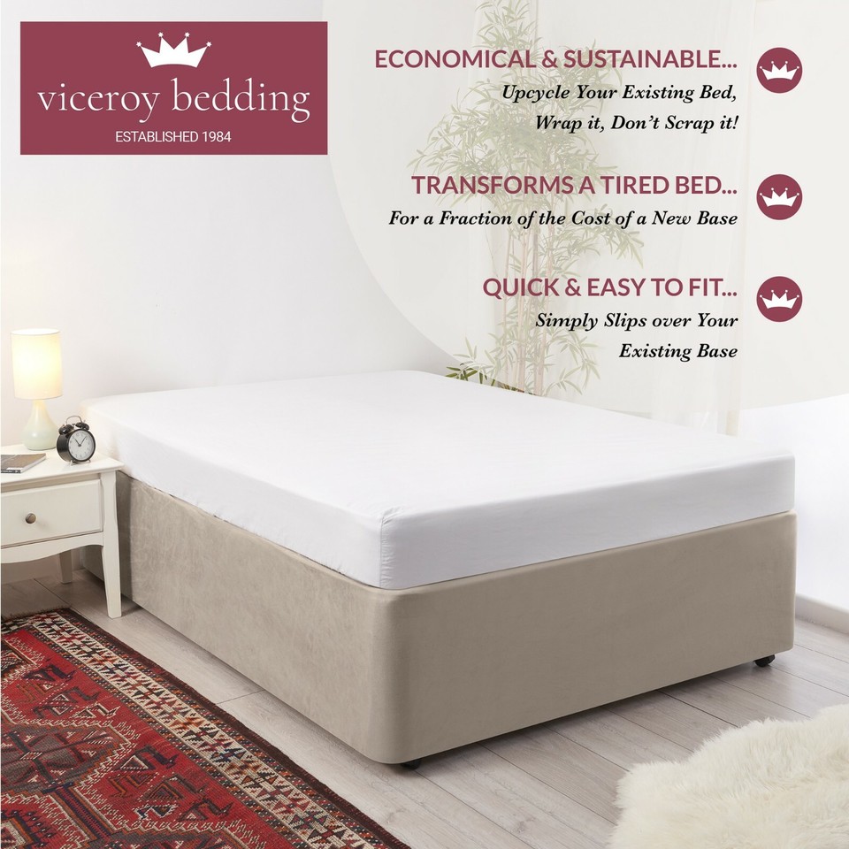 Luxury FAUX SUEDE Divan Bed Base WRAP Frame Cover Valance Elasticated ...