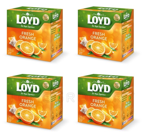 4 LOYD Orange Flavores Fruit Tea Infusion 20 Teabags Boxes (80 servings ...