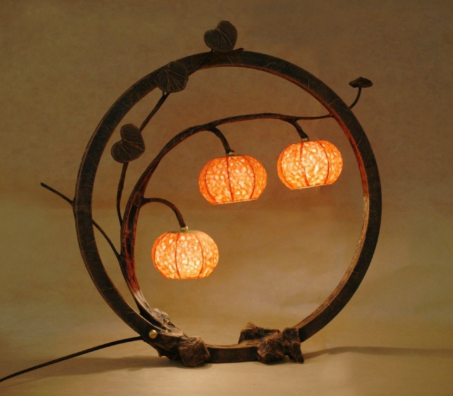 Red Round Paper Shade Lantern Bedside Table Accent Art Unique Touch ...