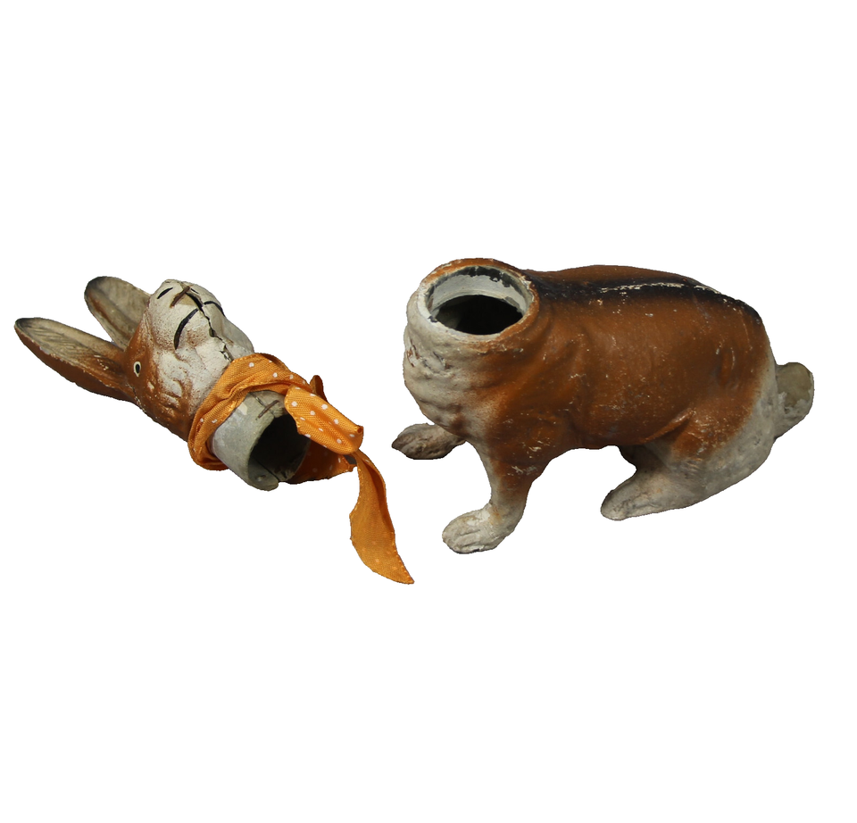 Antique German Papier Paper Mache Easter Bunny Rabbit Candy Container ...