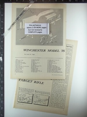 2 page 1957 Winchester rifle Model 75 target disassembly magazine ...