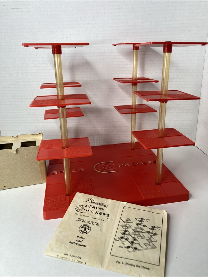 Vtg Pleasantime Games Boardgame Space Checkers Box Fair/VG SciFi Star ...
