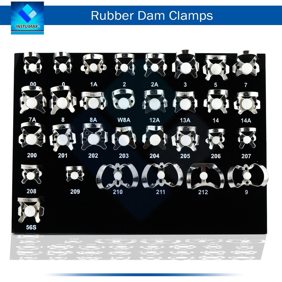 33 Pcs German Rubber Dam Starter Kit with Frame Punch Clamps Dental ...
