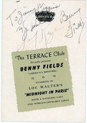 Benny Fields & Sammy Kaye -Signed Vintage "The Terrace Club" Booklet | eBay