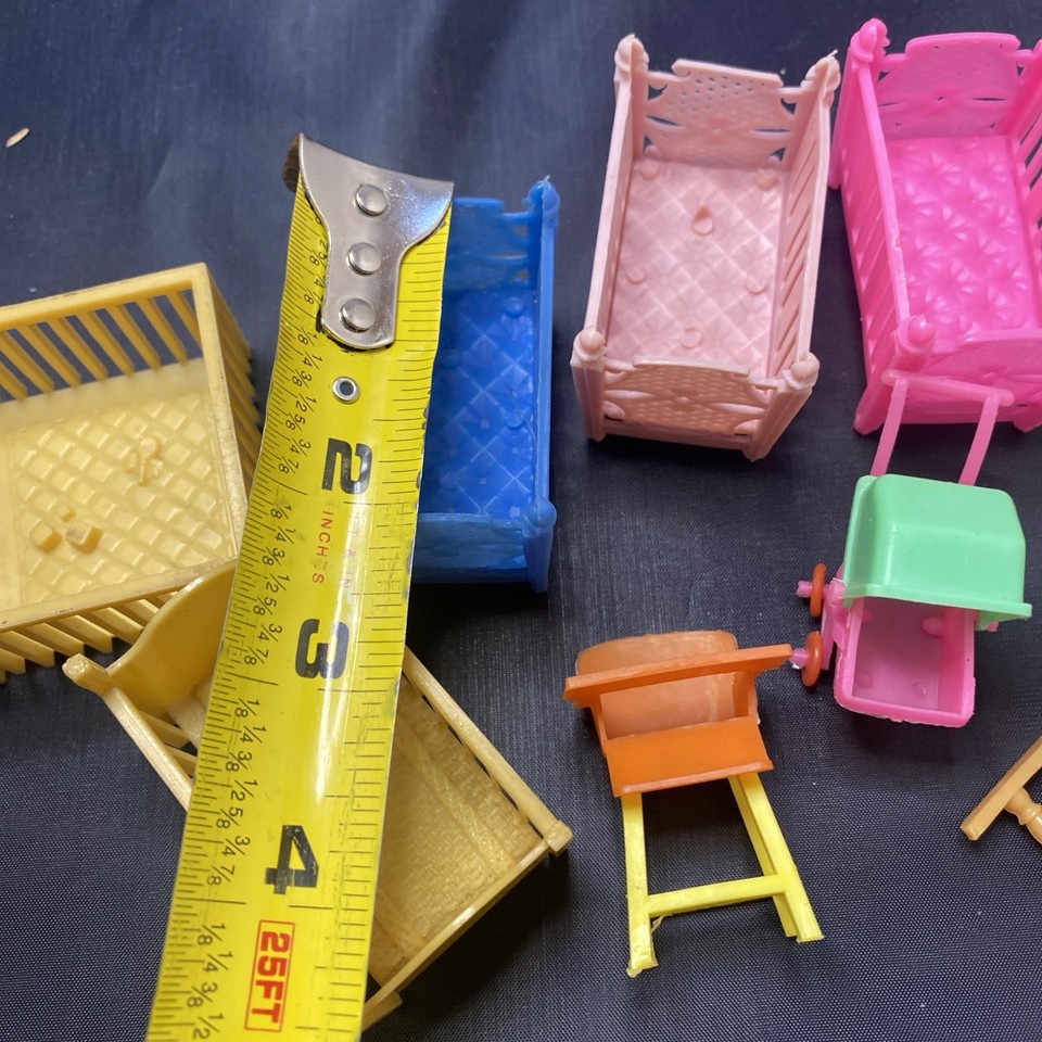 VNTG DOLL HOUSE HIGH CHAIR ROCKER & Potty crib, playpen stroller Dolls ...