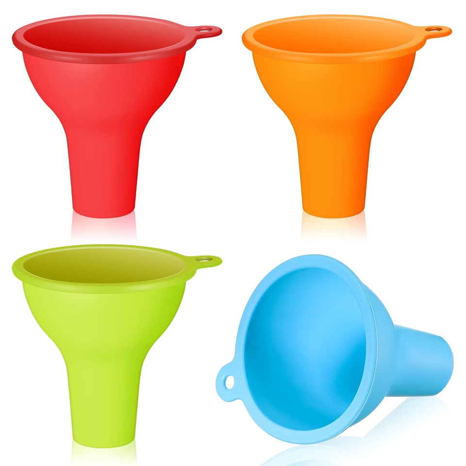 Silicone Funnels 4 Pieces 3.2 Inch Wide Mouth Funnel Flexible Condiment ...