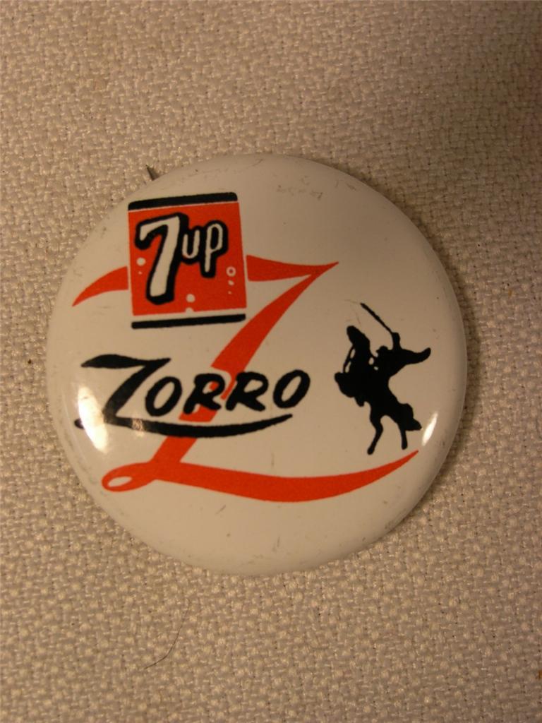 ORIGINAL 1957 DISNEY ZORRO 7up SODA PROMOTIONAL PIN / PINBACK | eBay