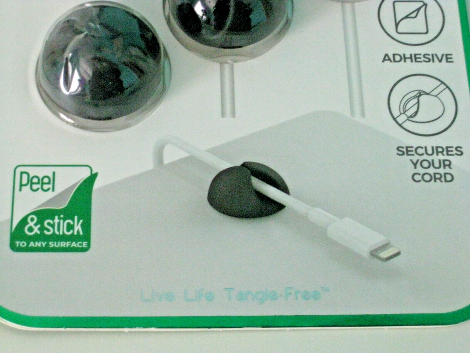 Untangled 1 Slot Adhesive Cord Clip 6 Pack Black Home Office ...