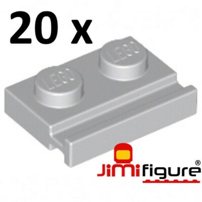 NEW 20 x LEGO 1x2 Modified Plate with Door Rail Light Bluish Grey 32028 ...