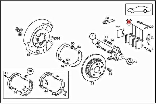 Genuine MERCEDES Ts disk brake pad Parts kit with two retaining pins ...