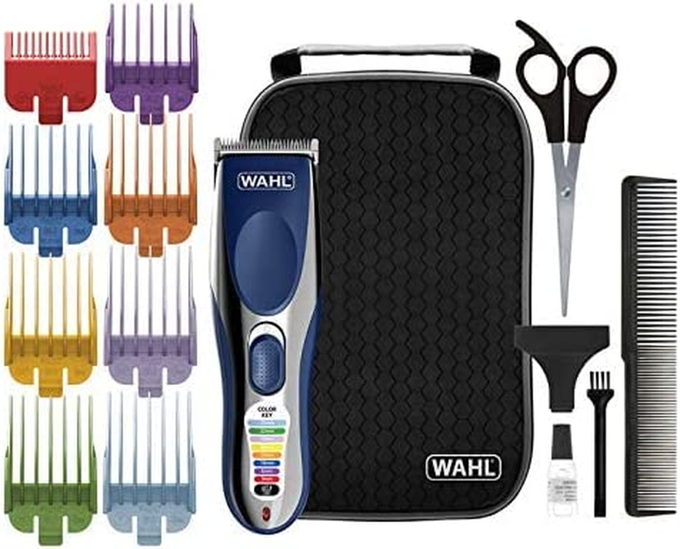 Wahl Clipper Color Pro Cordless Rechargeable Hair Clippers CHROME/BLUE ...