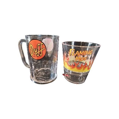 Simpsons Duff Beer Mug Stein & Flaming Moe Cup Souvenir Universal ...