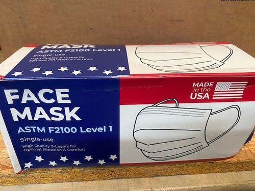 Earloop face mask ASTM F2100 Level 1 | 3 layer pleated - 50 pcs/box ...