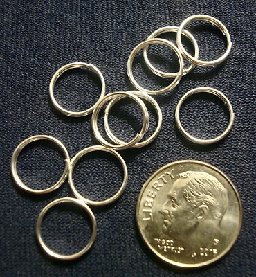 Split rings10mm silver plated split rings, clasp, jump rings 12 pcs ...
