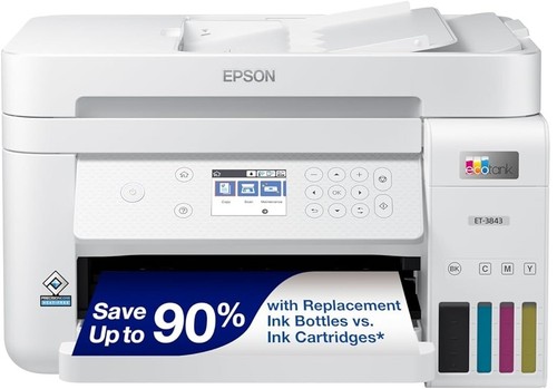 Epson EcoTank ET-3843 Wireless Color All-in-One Supertank Printer ...